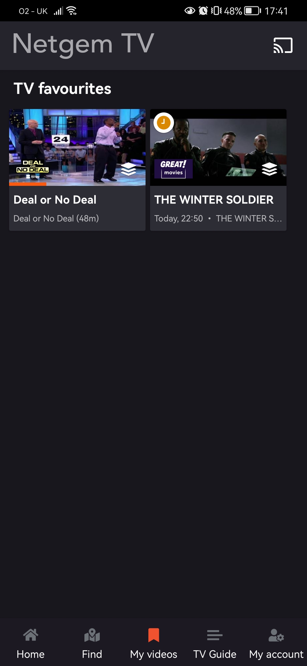 Do all of my favourite channels appear in the "My videos" page of the mobile app? – Netgem Support